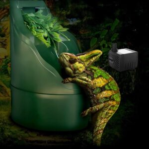 LinaLife Reptile Chameleon Cantina Drinking Fountain Water Dripper Comes with Feeding Tongs Frosted Tweezer with Extra Pump for Lizard Turtle Snake Spider Frog Gecko Simulated Waterfall