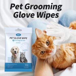 Pet Grooming Wipes and Gloves Set, 6 Count, for Fur, Face, Ears and Paws, No Rinse Cleaning