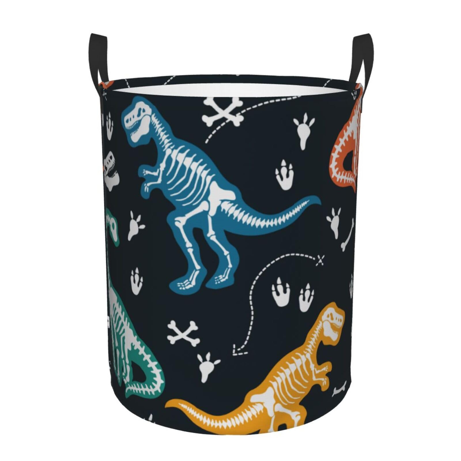 Gbuzozie Cartoon Dino Round Laundry Hamper Cute Dinosaurs Animal Storage Basket Toys Clothes Organizer Bin For Home Bathroom Bedroom Dorm Nursery, 62l