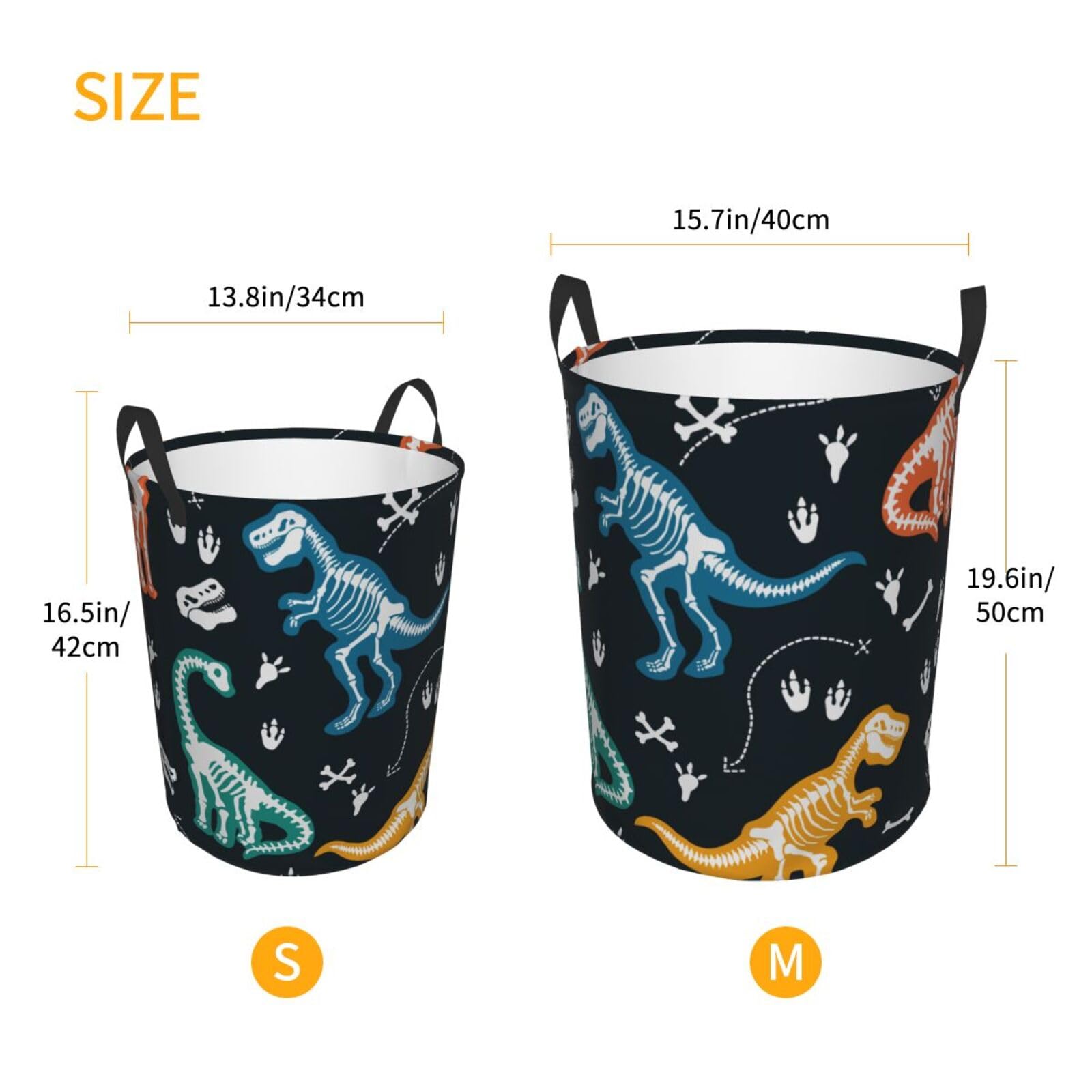 Gbuzozie Cartoon Dino Round Laundry Hamper Cute Dinosaurs Animal Storage Basket Toys Clothes Organizer Bin For Home Bathroom Bedroom Dorm Nursery, 62l