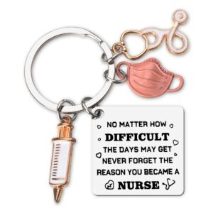 guqqeuc nurse graduation gifts stethoscope syringe keychain for doctor nurse appreciation gifts for women nursing grad keyrings for nurse student inspirational gifts for nurse practitioner