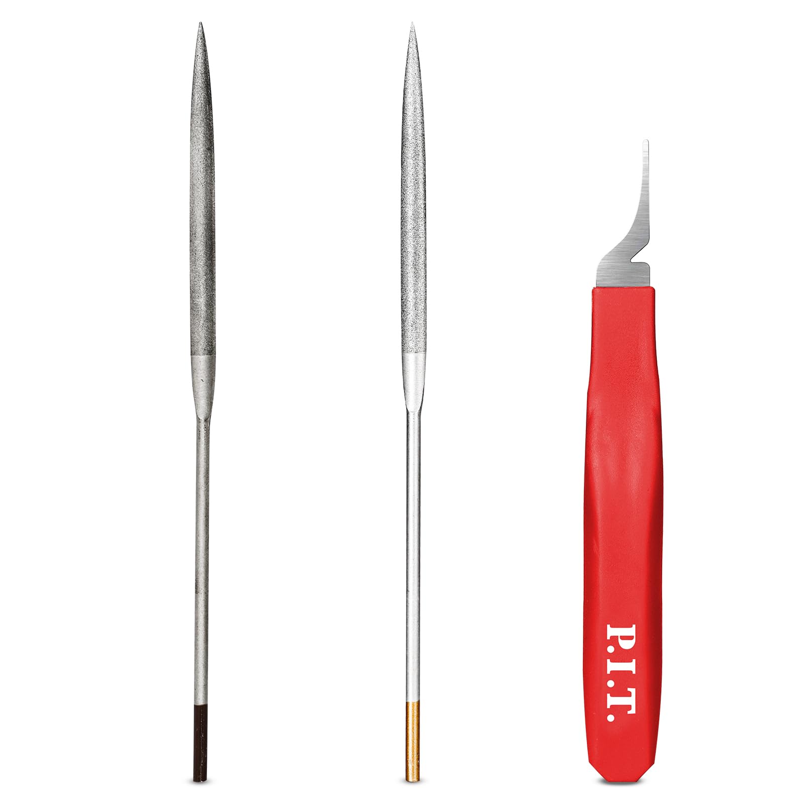 P.I.T. Metal File Set, 2Pcs Needle Files Set & Mouldline Remover, Miniature and Model Files Hand Tools, Diamond File for Model, Plastic, Metal, Wood, Jewelry Tools, DIY, Hobby