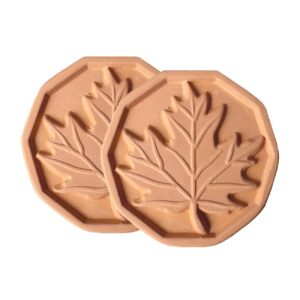 oullyy 2 pack brown sugar saver and softener, terracotta brown sugar keeper disc for food storage containers, reusable & food safe, maple leaf