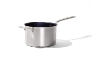 made in cookware - procoat 4 quart non stick sauce pan without lid - harbour blue - 5 ply stainless clad nonstick saucepan - professional cookware - crafted in usa - induction compatible