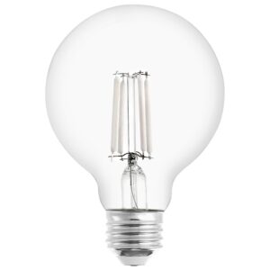 Maxxima G25 LED Light Bulb, Globe White Filament - 40 Watt Equal, 500 Lumens, 3000K Warm White, E26 Edison Vanity Bulb, Great for Kitchen, Living Room, and Bathroom, Non-Dimmable, 120V - 6 Pack