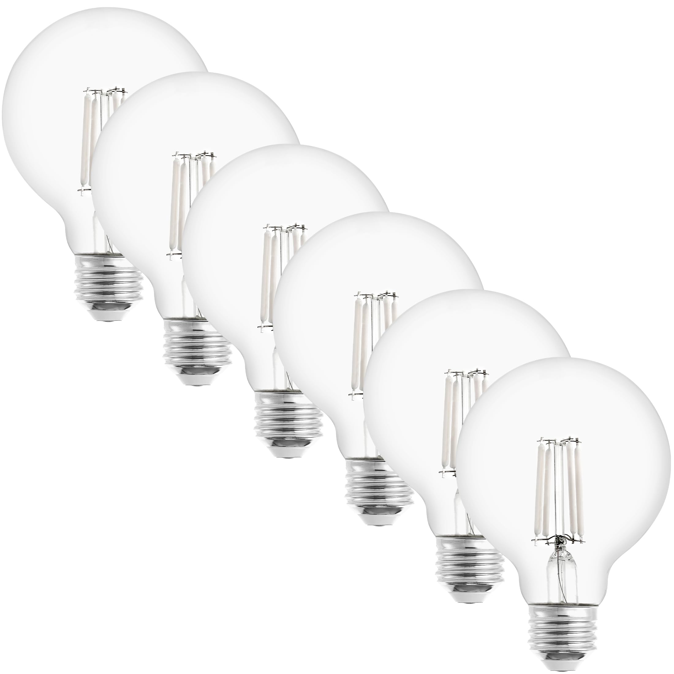 Maxxima G25 LED Light Bulb, Globe White Filament - 40 Watt Equal, 500 Lumens, 3000K Warm White, E26 Edison Vanity Bulb, Great for Kitchen, Living Room, and Bathroom, Non-Dimmable, 120V - 6 Pack