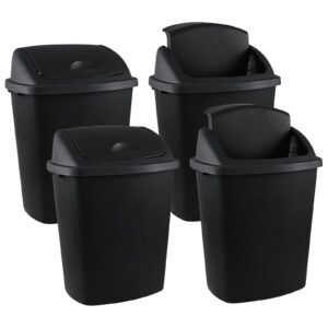 uumitty kitchen trash can 18.5 gallon with swing lid, 70l plastic tall garbage can outdoor and indoor, perfect for commercial offices, home office, 4 pack