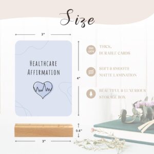 Nurse Gifts for Women, Christmas Thanksgiving Gifts for Nurses, Nursing Gifts for New Nurses, 30 Positive Self-care Cards with Wood Holder, Healthcare Workers Affirmation Cards Birthday Gifts