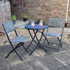 3 piece folding outdoor patio bistro set, wicker patio furniture sets with table and chairs for garden, backyard, porch, patio - patio conversation set