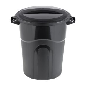 bmhsn 20 gallon heavy duty plastic garbage can, included lid, black, tc-20gl