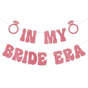 in my bride era banner - bridal shower decorations, bride to be banner, bachelorette party decorations rose gold glitter