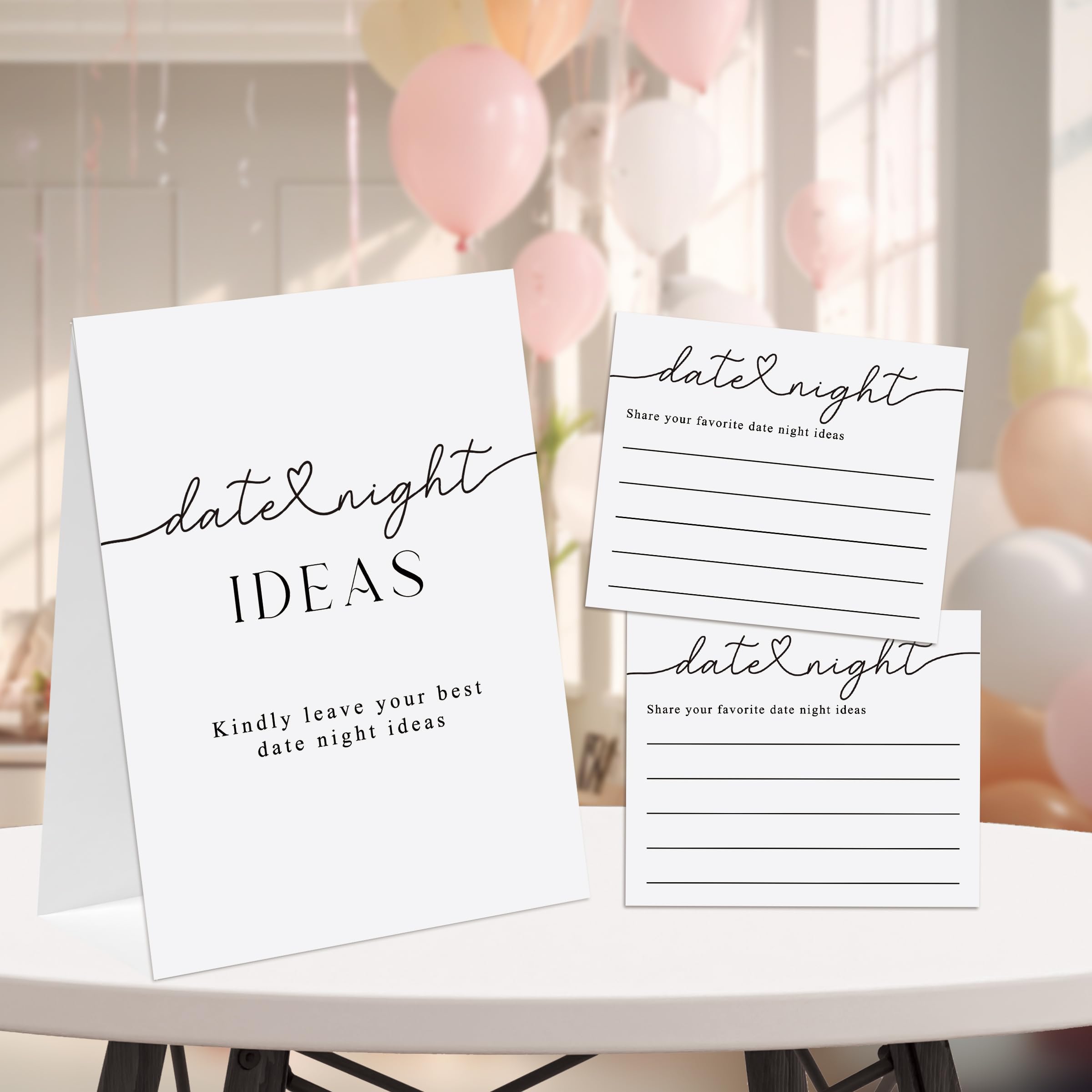 stizak Minimalist Theme Bridal Shower Decorations, Date Night Ideas, Bridal Shower Game, 1 Sign and 50 Cards, Modern Bridal Shower Shower, Wedding Shower Games（dn07）