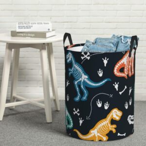 Gbuzozie Cartoon Dino Round Laundry Hamper Cute Dinosaurs Animal Storage Basket Toys Clothes Organizer Bin For Home Bathroom Bedroom Dorm Nursery, 62l