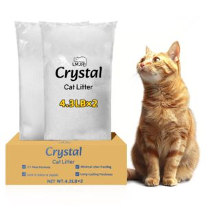 lmjp crystal cat litter, 8.6 lb, rapid odor & moisture absorption last up to 6 weeks, low tracking for less mess, unscented non-clumping silica gel crystals