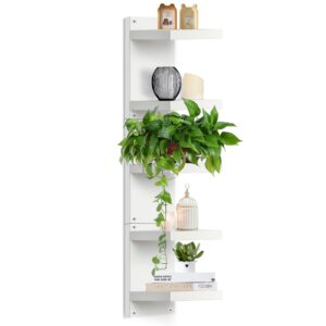 defined deco 5 tier wall shelves white-vertical column shelf floating storage home display-lack wall shelf unit,organizer tall tower design utility shelving for home, bedroom,living room,office decor