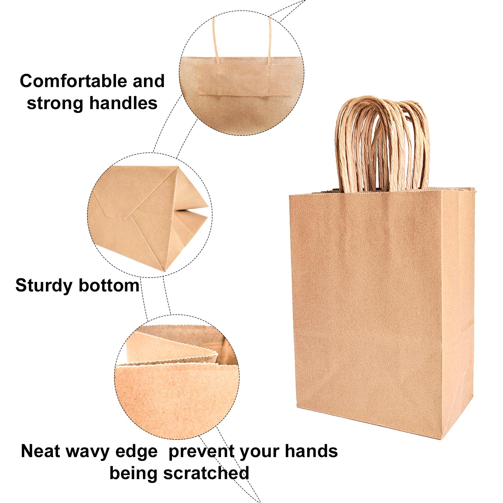 BAG BOX Gift Bags Paper Bags with Handles,Kraft Paper Shopping Bags For Small Business Small Gift Bags with Handles for Grocery Birthday Party Supplies