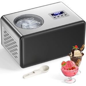 ice cream maker with compressor 2.1 quart automatic ice cream maker machine with compressor 3 modes electric ice cream maker no pre freezing stainless steel lcd digital display timer sorbet maker