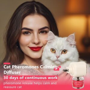 HEELE Cat Pheromone Calming Diffuser Anxiety Relief Cat Calming Diffuser 30 Days Refill Cat Pheromone Diffuser with Timing Function, Reduce Fighting and Scratching Calm Relaxing 48ml