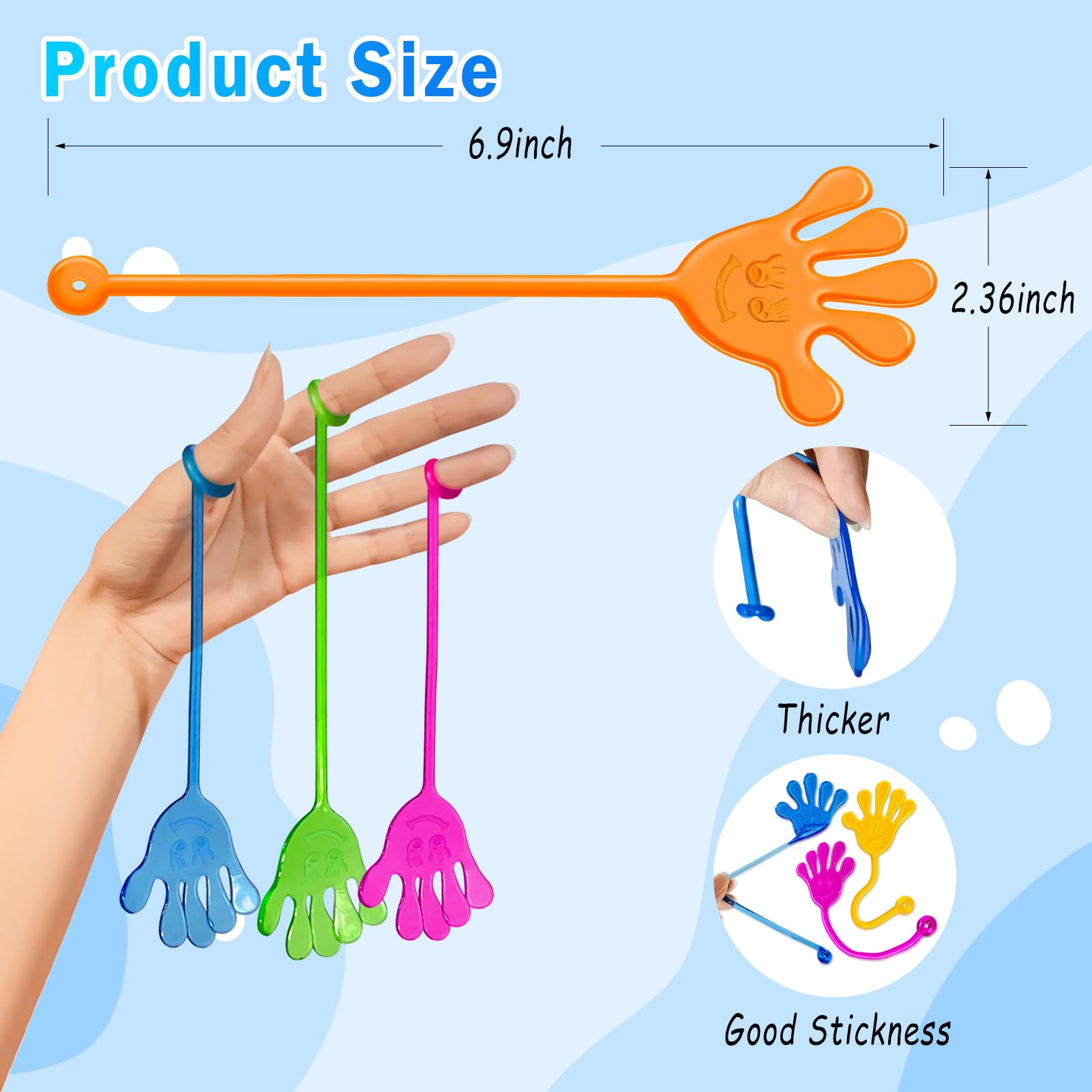 Sticky Hands Bulk 24PCS Party Favors for Kids 4-8 8-12 Stretchy Sticky Hand Fidget Toys for Kids Goodie Bag Stuffers Treasure Box Toys for Classroom Prizes Birthday Party Supplies