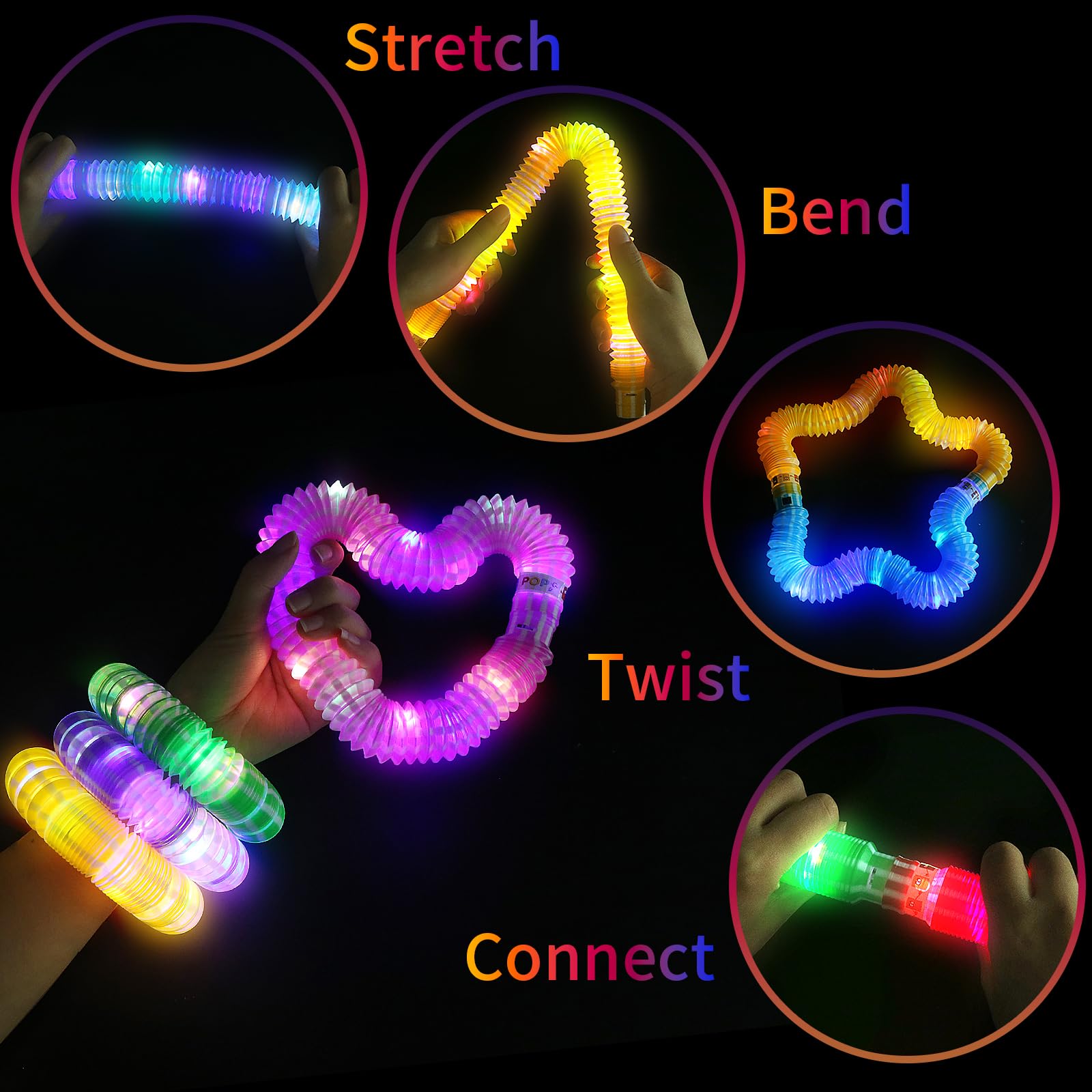 12 PCS Light up Party Favors for Kids 4-8-12, Glow in The Dark Party Supplies, Glow Sticks Pop Tubes Pack, Goodie Gift Bag Stuffer Fillers, Birthday Return Gifts Treats Prizes for Boys Girls