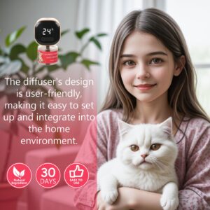 HEELE Cat Pheromone Calming Diffuser Anxiety Relief Cat Calming Diffuser 30 Days Refill Cat Pheromone Diffuser with Timing Function, Reduce Fighting and Scratching Calm Relaxing 48ml