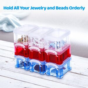 9 PCS Storage Box Containers with Lids, Small Plastic Clear Mini Bins, 3.4 x 2.6 x 2.0 Inches Reusable Stackable Craft Box Cases, Small Items Accessories Storage Organizer Holders