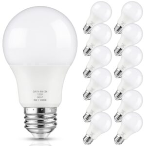 maylaywood a19 led light bulb dimmable, 60 watt equivalent led bulbs, daylight white 5000k, 900 lumen, e26 base, 9w bright white light bulb, 12-pack