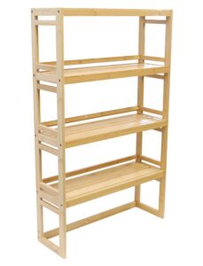 royalhouse bamboo rack, 4-tier shelving unit, perfect storage organizer for bathroom, living room, kitchen, entryway, closet