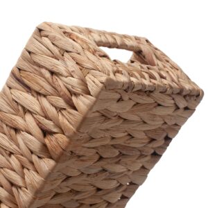 Toilet Paper Basket for Back of Toilet Water Hyacinth Long Narrow Wicker Bathroom Storage Basket with Built-in Handles 14.2 x 6.5 x 3.7 inch