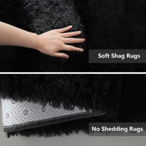 Shag Area Rugs for Bedroom Living Room,5X8 Ultra Soft Fluffy Area Rugs for Dorm,Indoor Carpet Nursery Rugs for Kids Girls Room Home Decor, Black