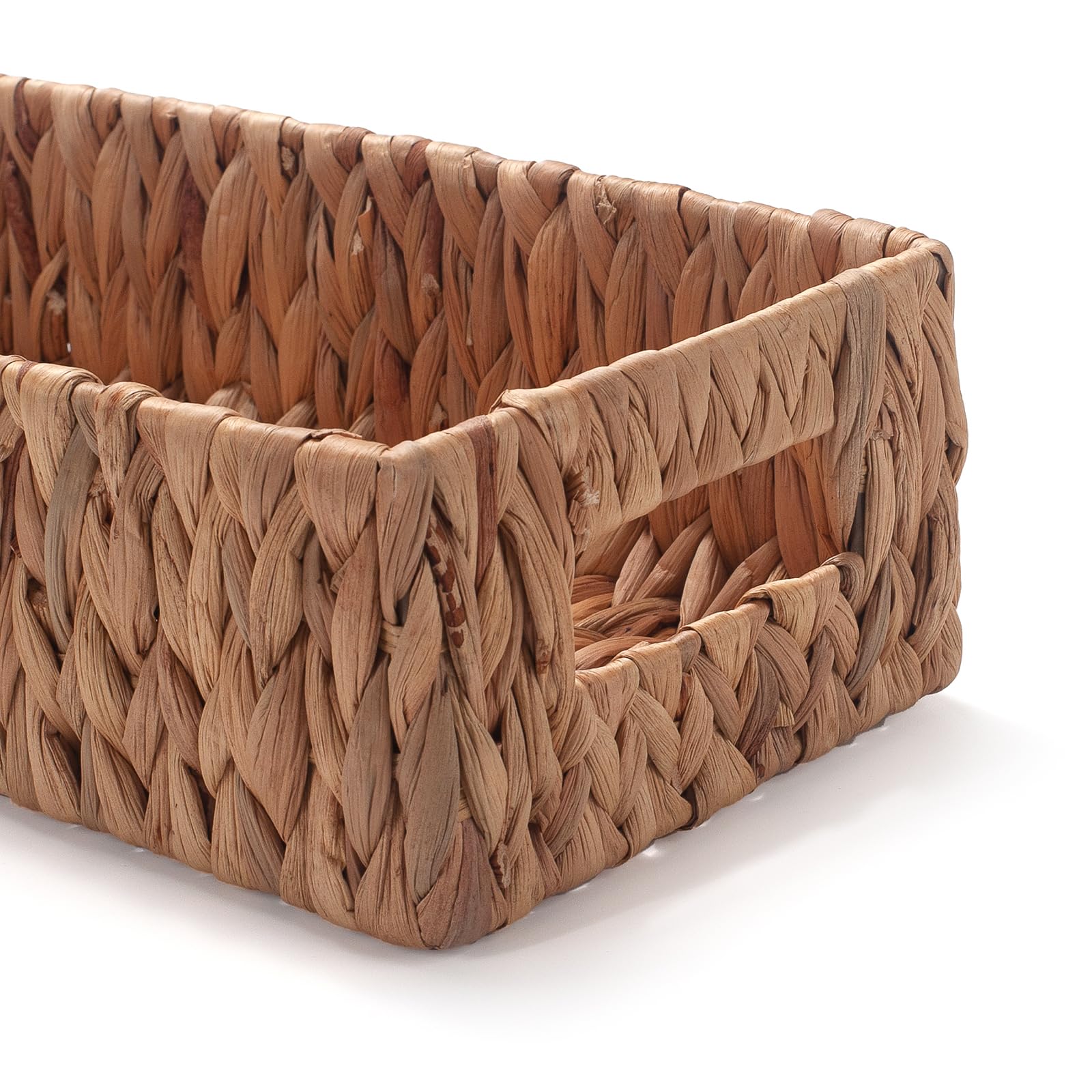 Toilet Paper Basket for Back of Toilet Water Hyacinth Long Narrow Wicker Bathroom Storage Basket with Built-in Handles 14.2 x 6.5 x 3.7 inch