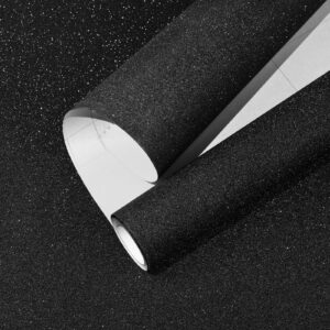 cax black glitter peel and stick wallpaper sparkle self-adhesive contact paper for cabinets removable glitter black wallpaper stick and peel for bedroom drawer dresser 17.3''x120''