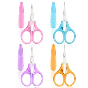 ouligay 4pcs small sewing scissors stainless steel detail craft scissors set with cap portable scissors for paper cutting sewing crafting quilting