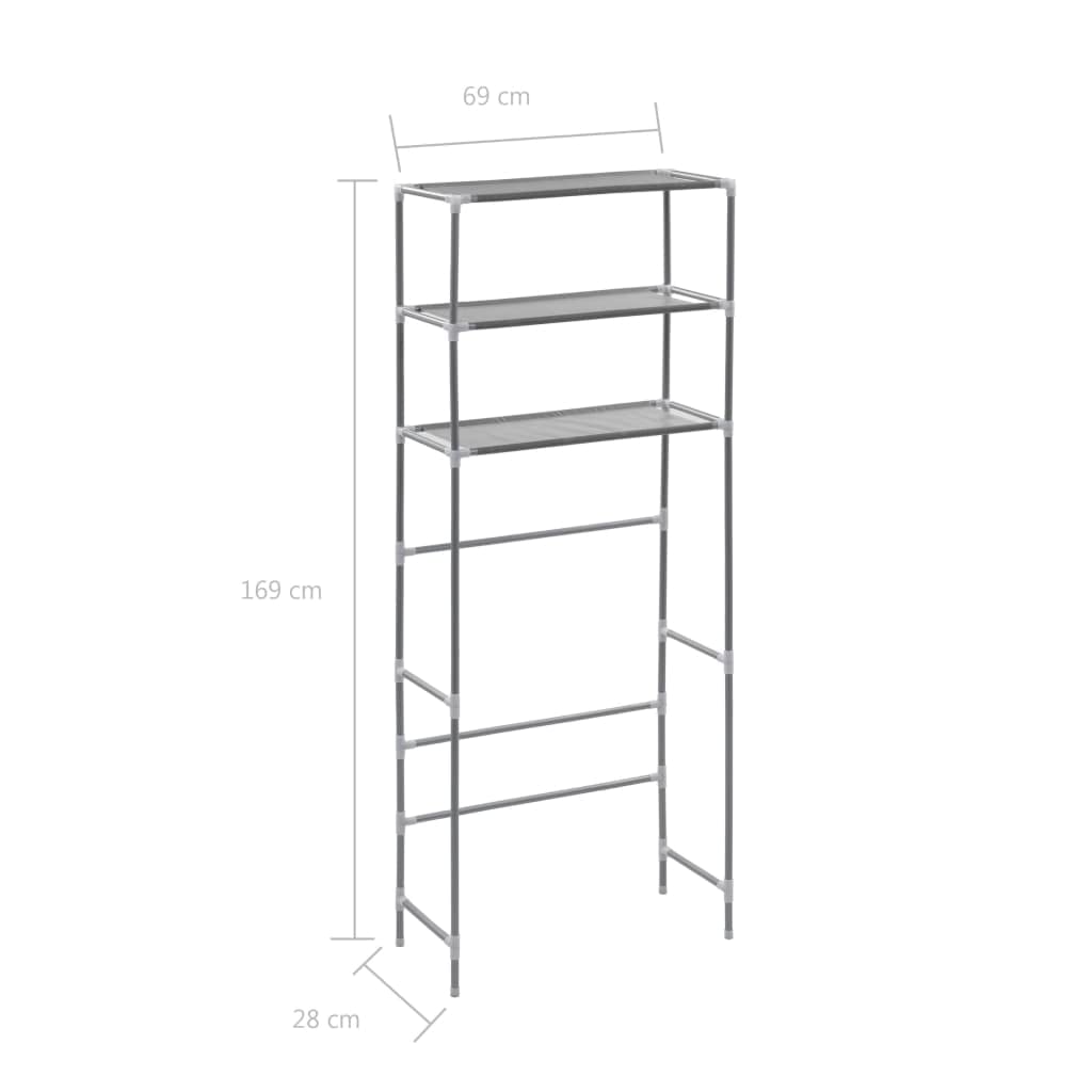 loibinfen 3-Tier Storage Rack Over Laundry Machine, 3-Tier Laundry Room Shelf Over The Washing Machine, Silver Storage Rack Bathroom Organizer Stand Space Saver Shelving Units 27.2"x11"x66.5", -192