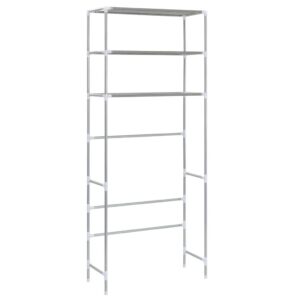 loibinfen 3-Tier Storage Rack Over Laundry Machine, 3-Tier Laundry Room Shelf Over The Washing Machine, Silver Storage Rack Bathroom Organizer Stand Space Saver Shelving Units 27.2"x11"x66.5", -192