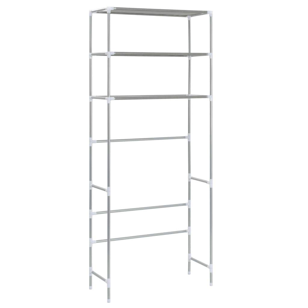 loibinfen 3-Tier Storage Rack Over Laundry Machine, 3-Tier Laundry Room Shelf Over The Washing Machine, Silver Storage Rack Bathroom Organizer Stand Space Saver Shelving Units 27.2"x11"x66.5", -192