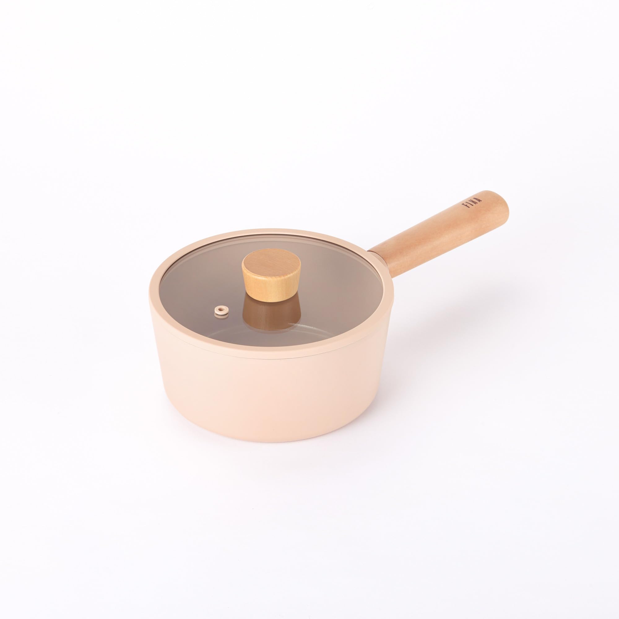 Neoflam FIKA 1.7QT 18cm Mini Peach IH Saucepan with Glass Lid, Full Induction Heating