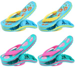 beach towel clip,vshinic flip flop beach towel clips,slippers towel clip,strong beach chair clips peg clips for towels beach chairs deck patio pool boat cruise lounge chair accessories (4pack