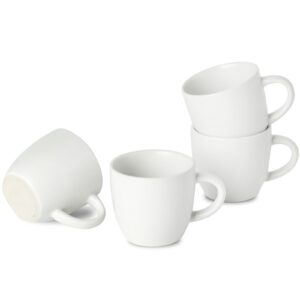 hasense ceramic 3 oz espresso cups, porcelain espresso demitasse cups set of 4 for double shot, lungo and ristretto, tiny italian expresso shot coffee mugs for home and office, white