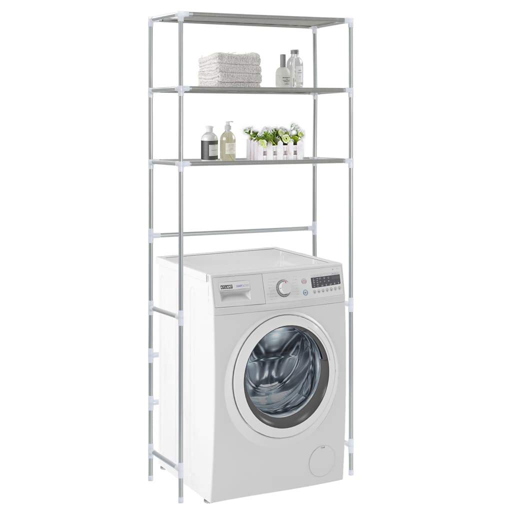 loibinfen 3-Tier Storage Rack Over Laundry Machine, 3-Tier Laundry Room Shelf Over The Washing Machine, Silver Storage Rack Bathroom Organizer Stand Space Saver Shelving Units 27.2"x11"x66.5", -192