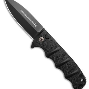 Böker Kalashnikov Button Lock Manual Flipper Pocket Knife, D2 Steel Blade and Black Aluminum Handle, EDC Knife (Black)