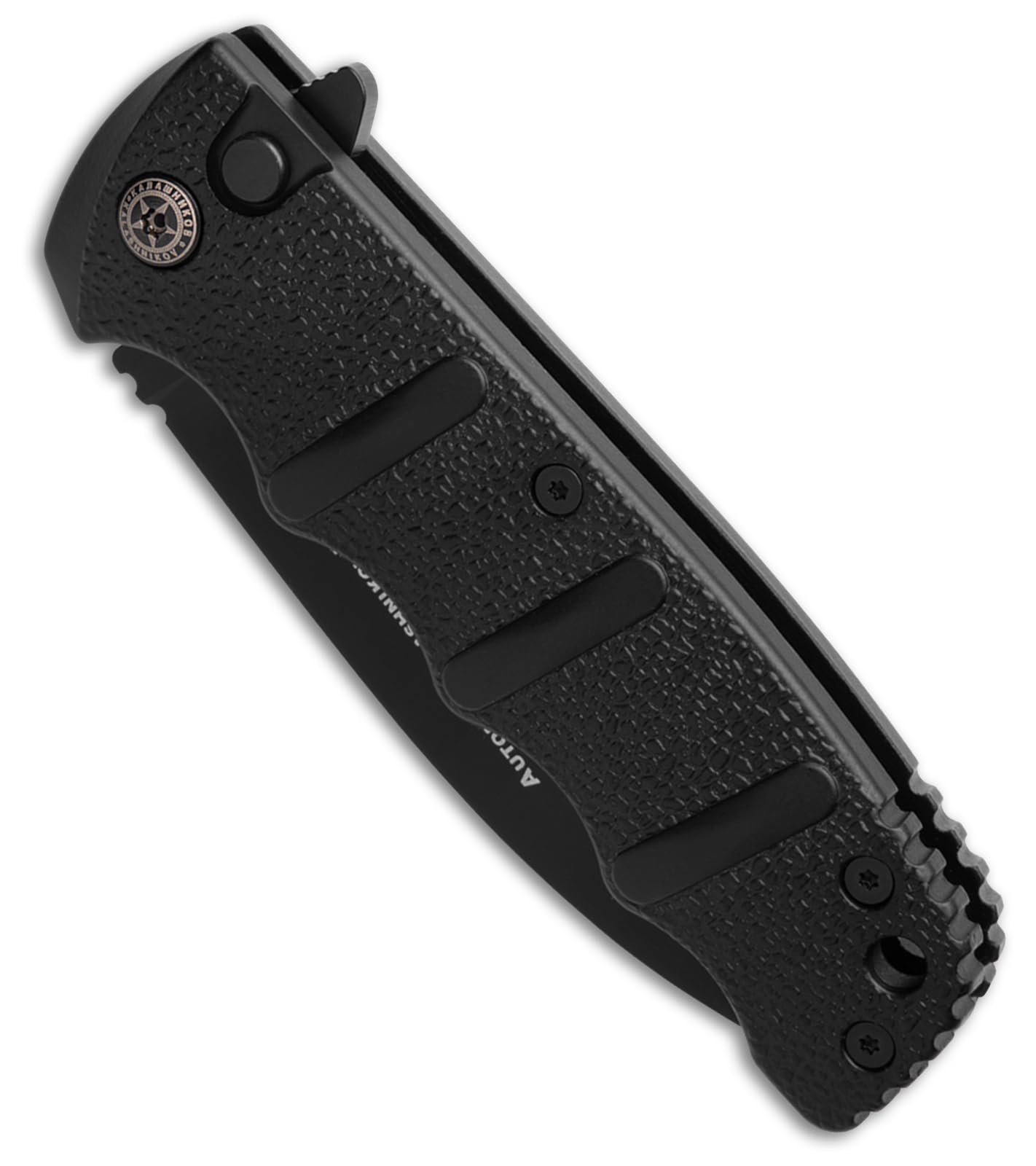 Böker Kalashnikov Button Lock Manual Flipper Pocket Knife, D2 Steel Blade and Black Aluminum Handle, EDC Knife (Black)