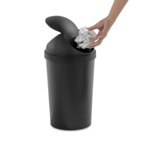 BCWYO 3 Gal. Round SwingTop Wastebasket Plastic, Black