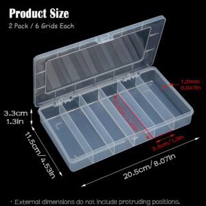 Farmer Mani 6 Grids Clear Plastic Organizer Box, Bead Storage Containers, Craft Organizers and Storage Beads Organizer, Art DIY, Crafts Jewelry Storage, Fishing Tackles, 2 PACK