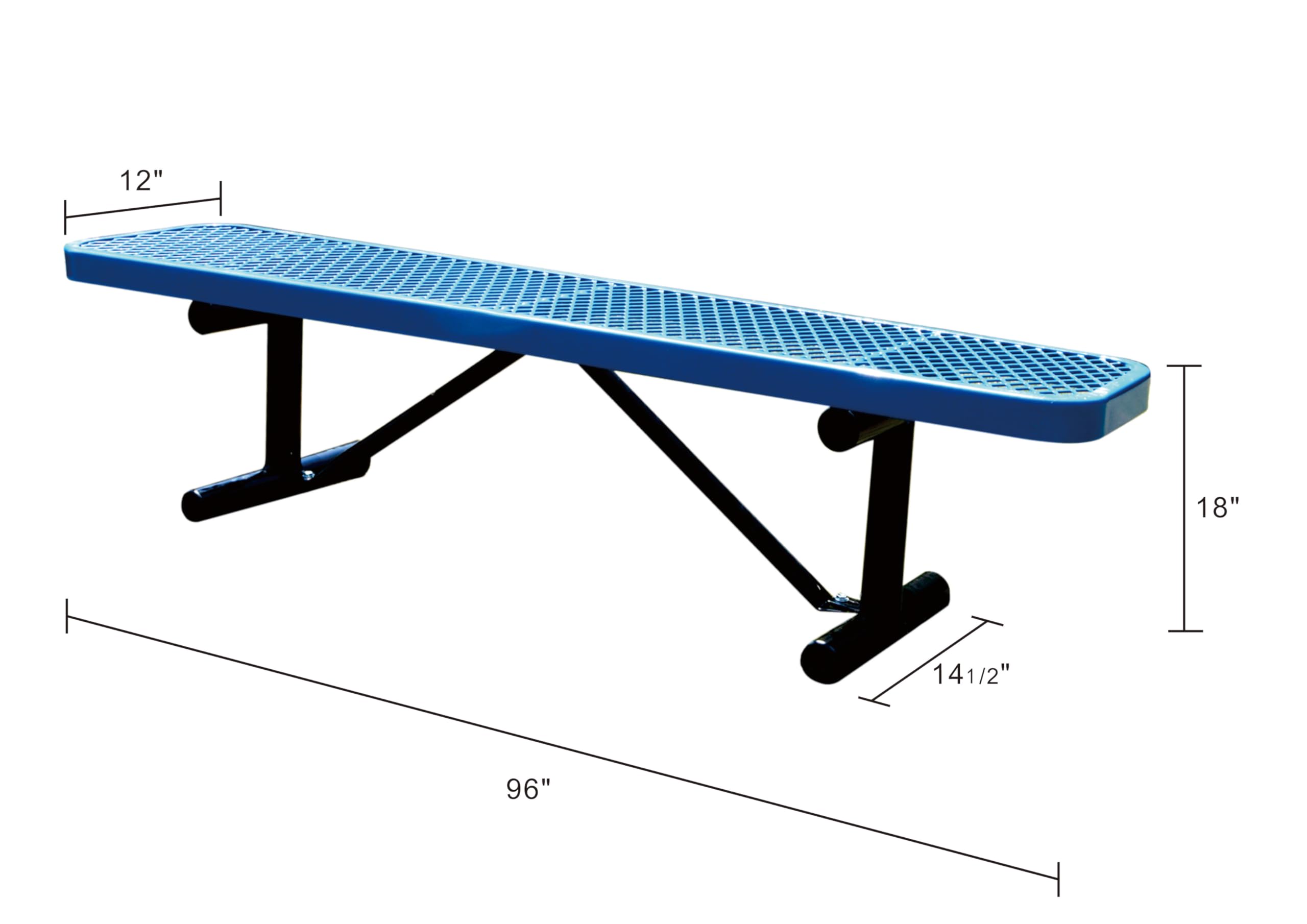 LifeYard 8' Park Bench, Outdoor Steel Bench, Expanded Metal (w/o backrest)