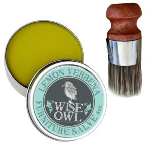 wise owl furniture salve for leather,leather salve for furniture,furniture salve for wood,protect care your leather pieces and wood furniture (4oz bird + brush)