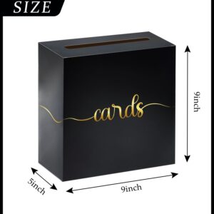 SietDESEO Black and Gold Card Box for Party Envelope Box Money Card Box Gift Card Box Holder for Wedding Reception Baby Shower Birthday Card Box