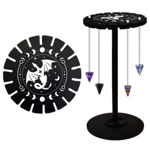 chgcraft dragon pendulum holder moon phase crystal display shelf wooden pendulum display stand up 18 divination black pendulum board for hanging crystal stone necklaces