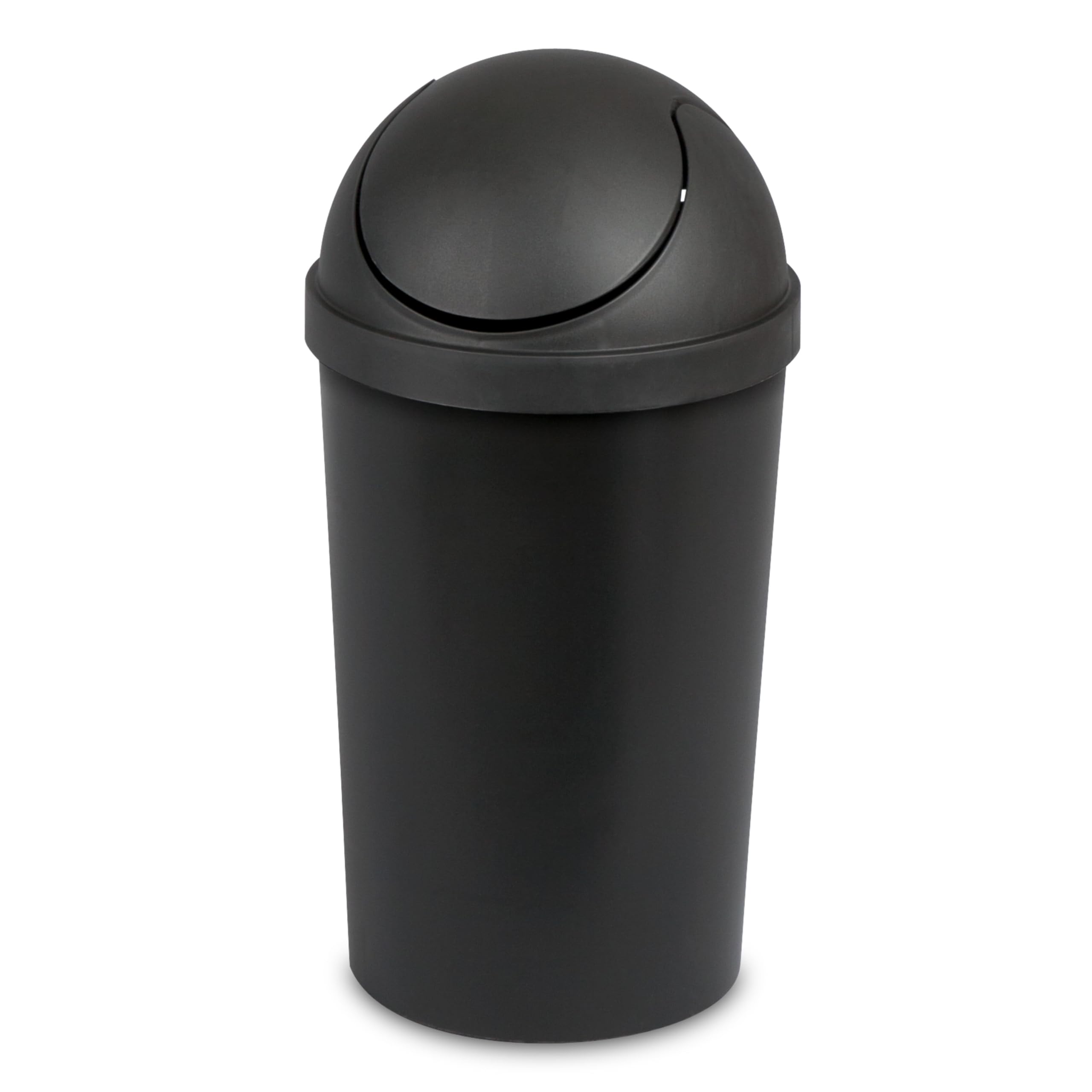 BCWYO 3 Gal. Round SwingTop Wastebasket Plastic, Black