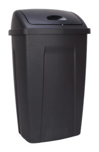 bmhsn 13 gallon trash can, plastic swing top kitchen garbage trash can, black